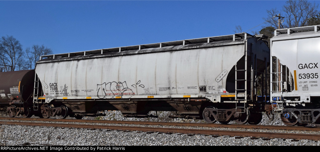 GACX 7586 07-1998 built Trinity 5161cf 3-gate covered hopper passing through CSX Junta Yard in ...